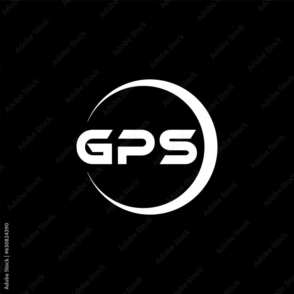 GPS letter logo design with black background in illustrator, cube logo ...