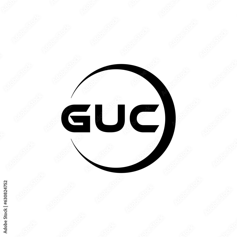 GUC letter logo design with white background in illustrator, cube logo ...