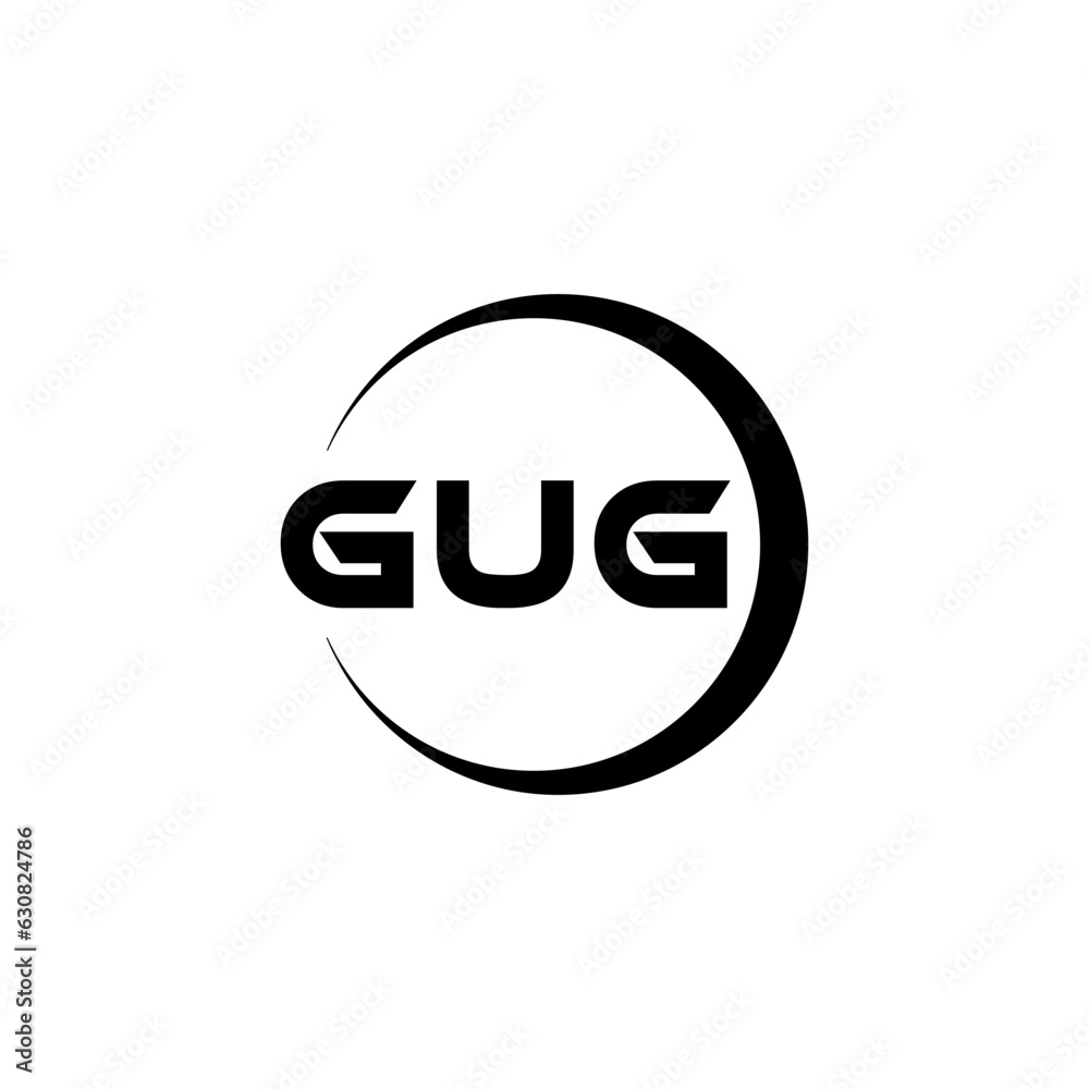 GUG letter logo design with white background in illustrator, cube logo ...
