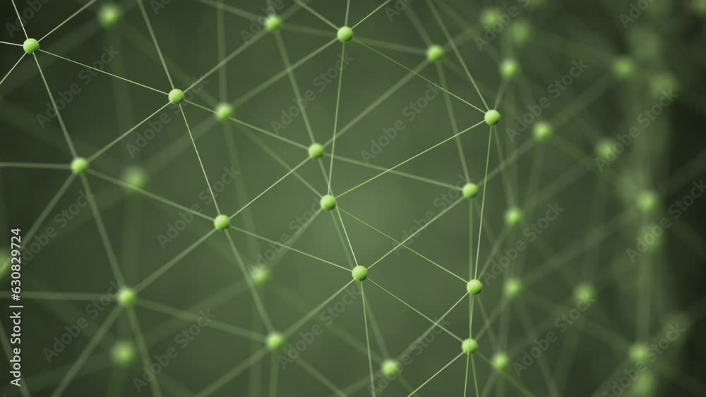Abstract 3D render animation green plexus cell wire meta data cyber security neural network ...