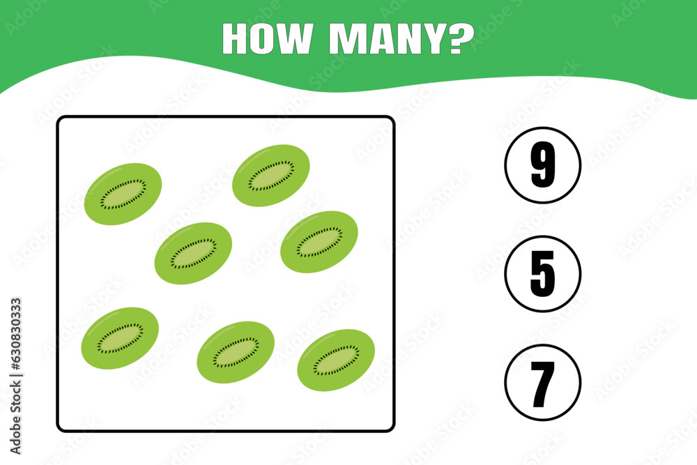 How many? Educational math game for kids. Printable worksheet design ...