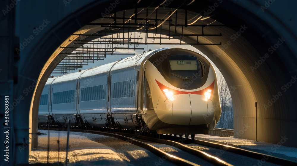 High speed train on the railway, Modern intercity passenger train ...