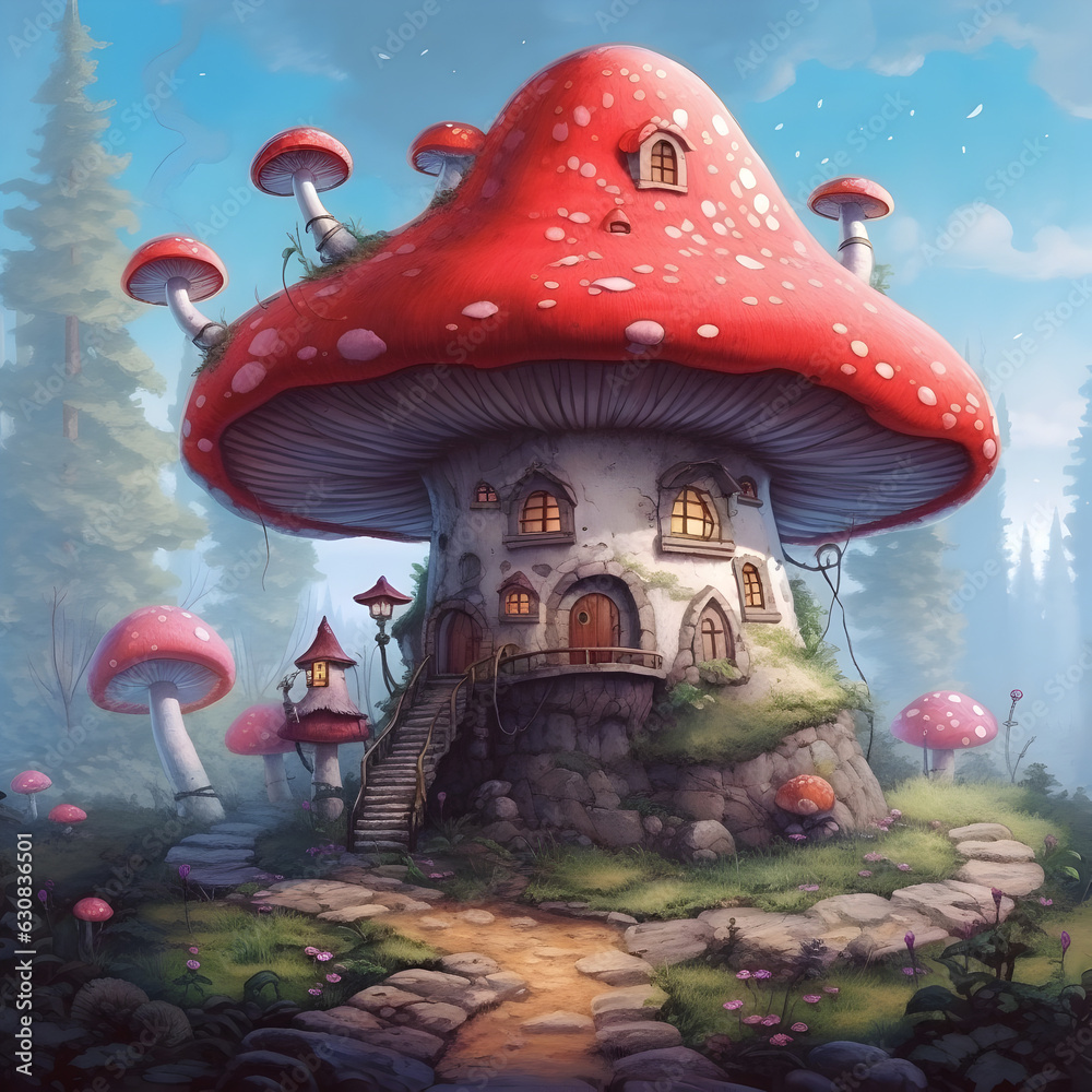 Magic Mushroom house where fantasy creatures such as Gnomes, Elves ...