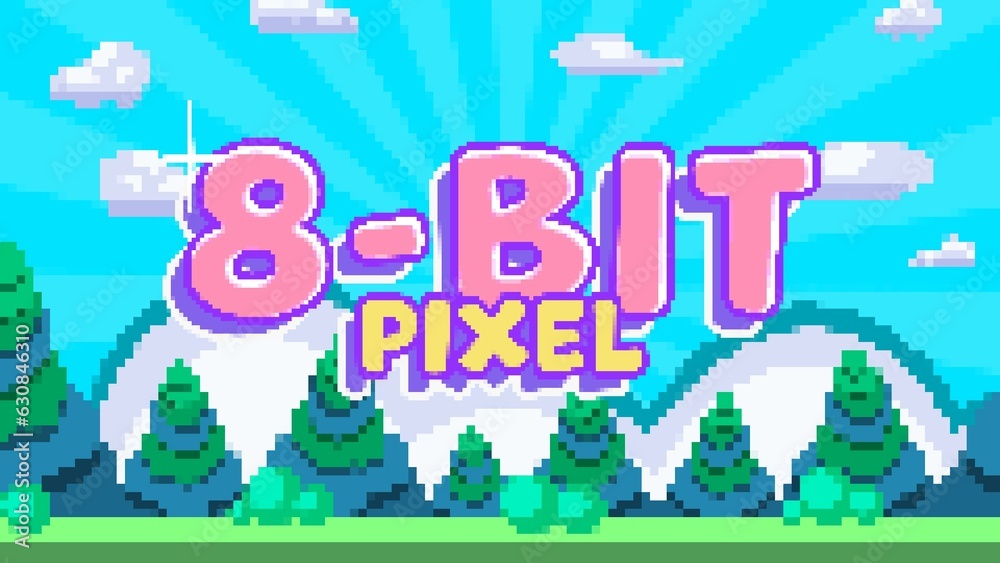 Pixel 8-bit Title Stock Template | Adobe Stock