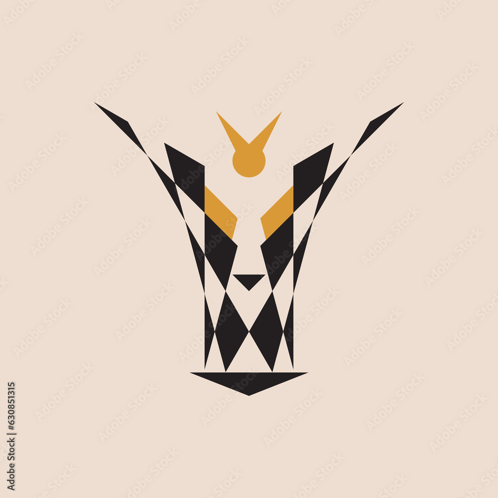 trophy geometry vector illustration lined with crown horn pin, suitable ...