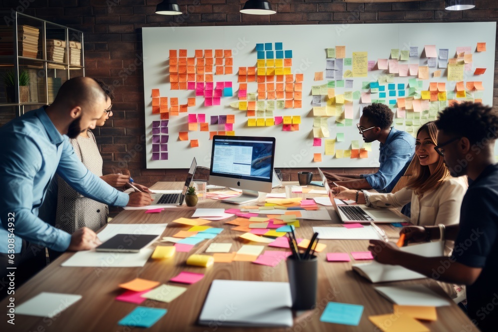 Collaborative creative business desk with a large communal table ...