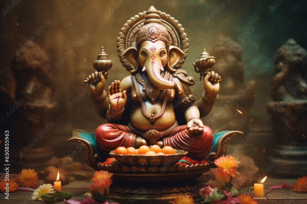 Divine Splendor: Captivating Image of Lord Ganesha Stock Illustration ...