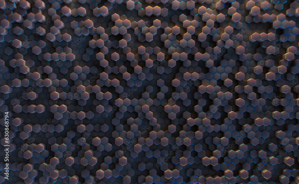 Abstract 3D background with dark hexagon, modern technology background ...