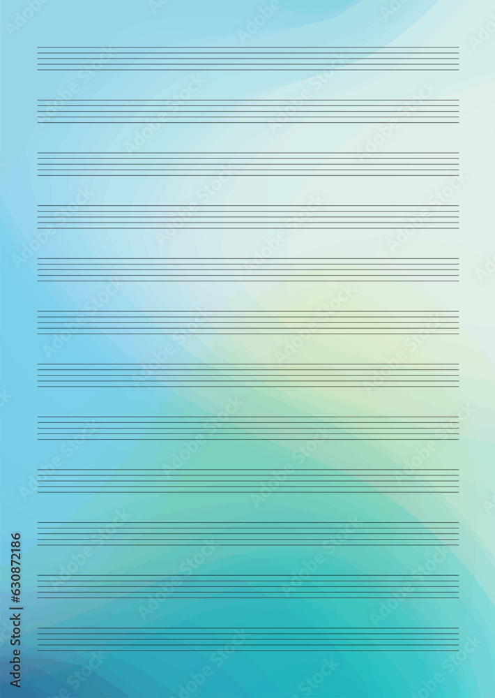 Note paper for musical notes - blank A4 template, colorful background ...