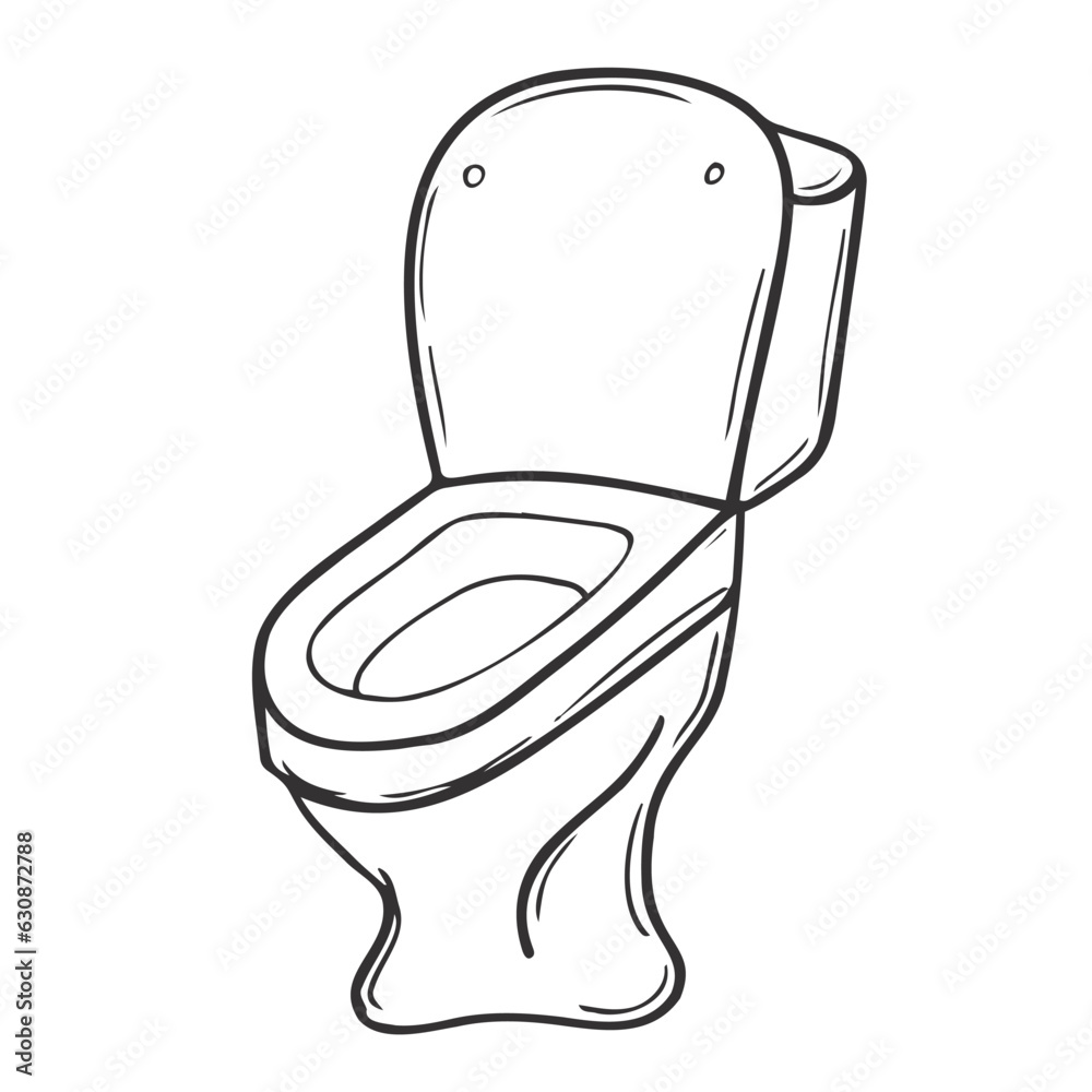 Toilet sketch cartoon drawing. Simple vector clip art illustration ...
