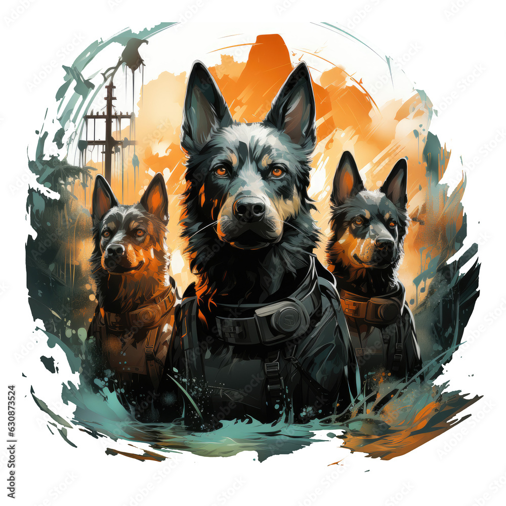 Halloween German Shepherd t-shirt design featuring a group of German ...