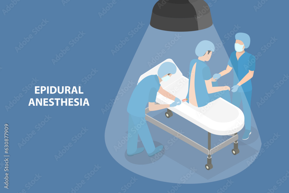 3D Isometric Flat Vector Conceptual Illustration of Epidural Anesthesia ...