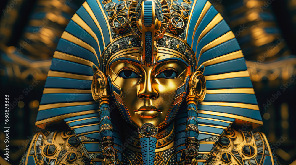 Ancient Golden Statue of Egyptian Pharaoh with Cobra Headdress AI ...