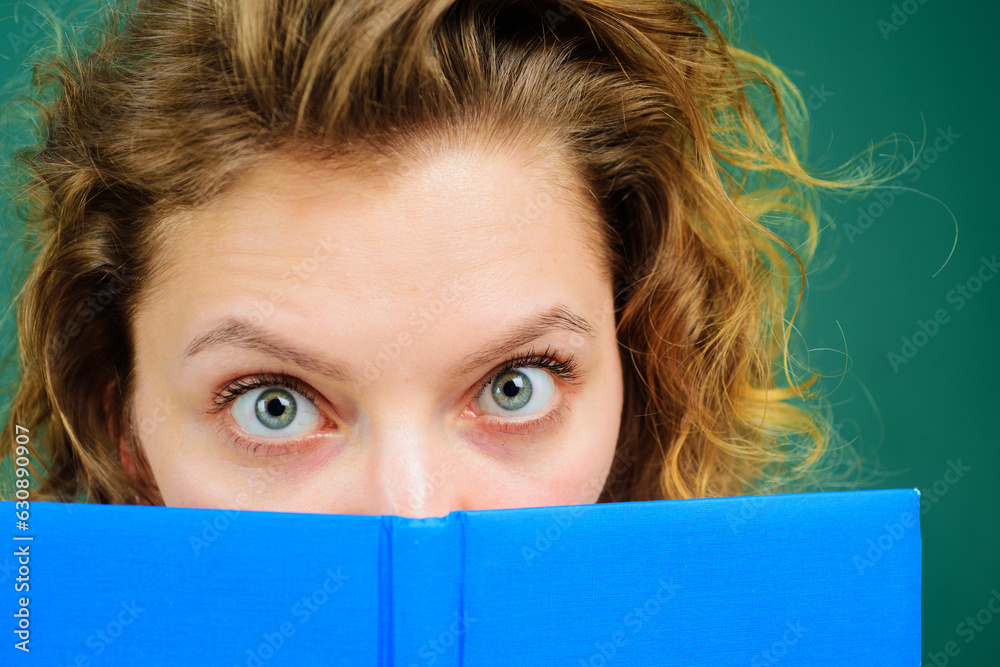 Closeup portrait of female teacher with class journal. School job ...