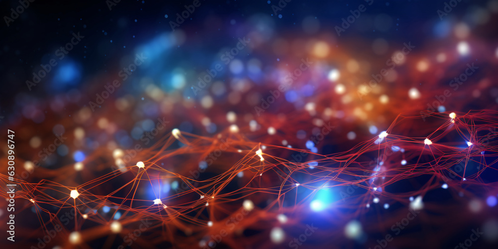 Network connection structure. Futuristic colorful background with connecting dots and lines ...