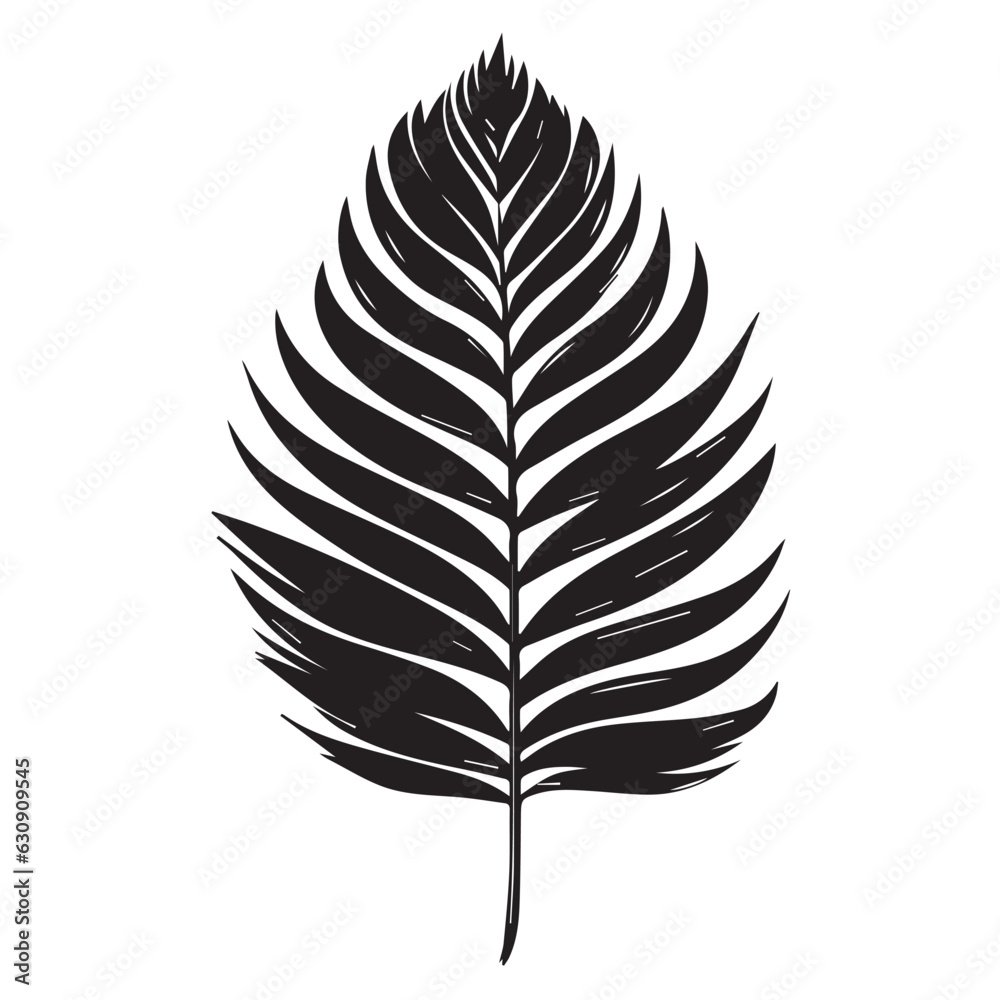 Wide leaf black and white leaf silhouette, vector leaves, editable and ...