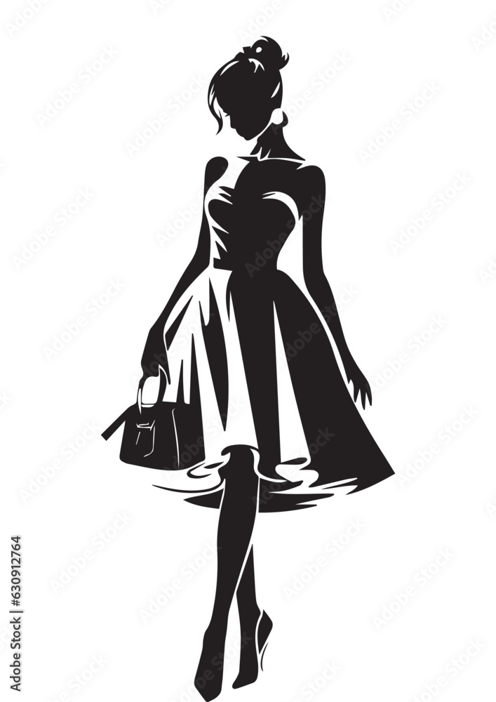 minimalist black and white beautiful woman vector illustration,white ...