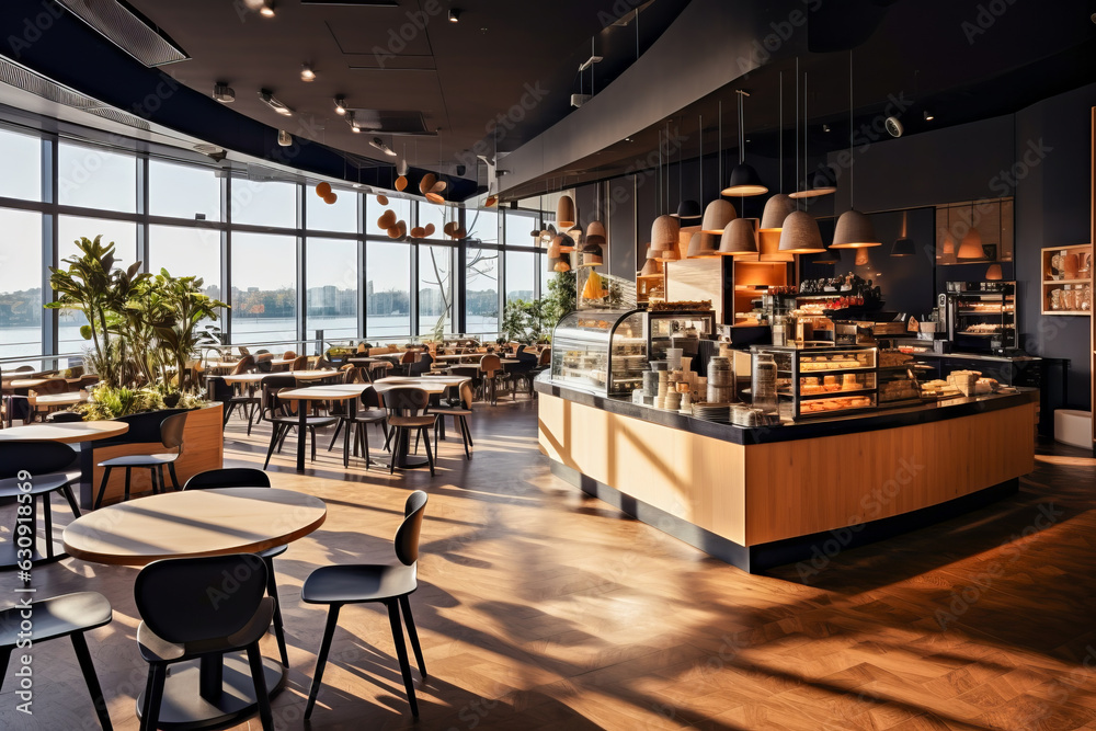 Cafe Within a Business Center Offering a Blend of Relaxation and Energy ...