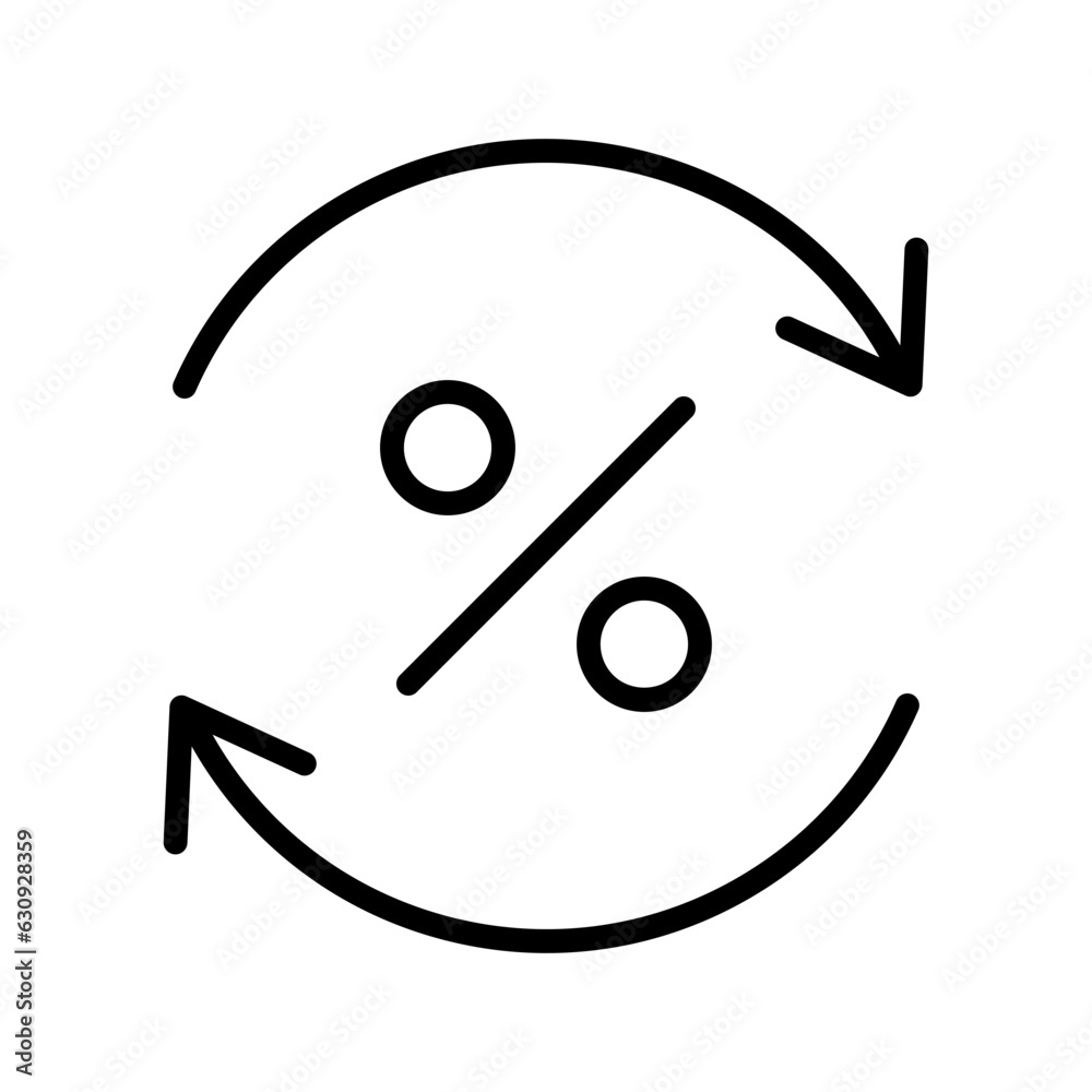 Black round rate exchange line icon, simple outline circle finanical ...