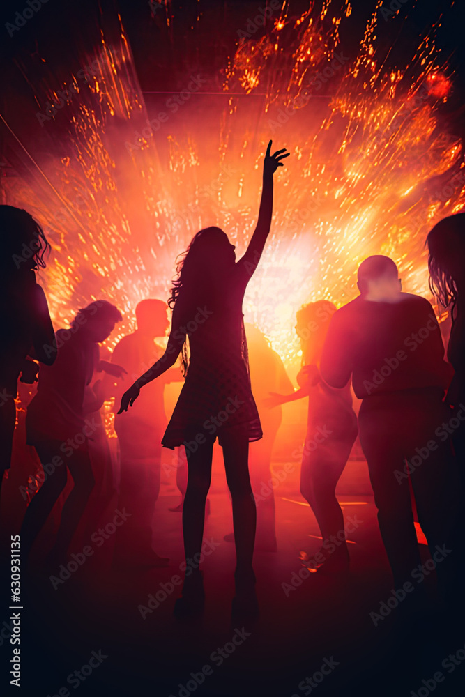 Revellers dancing & celebrating in a nightclub - raving clubbers ...