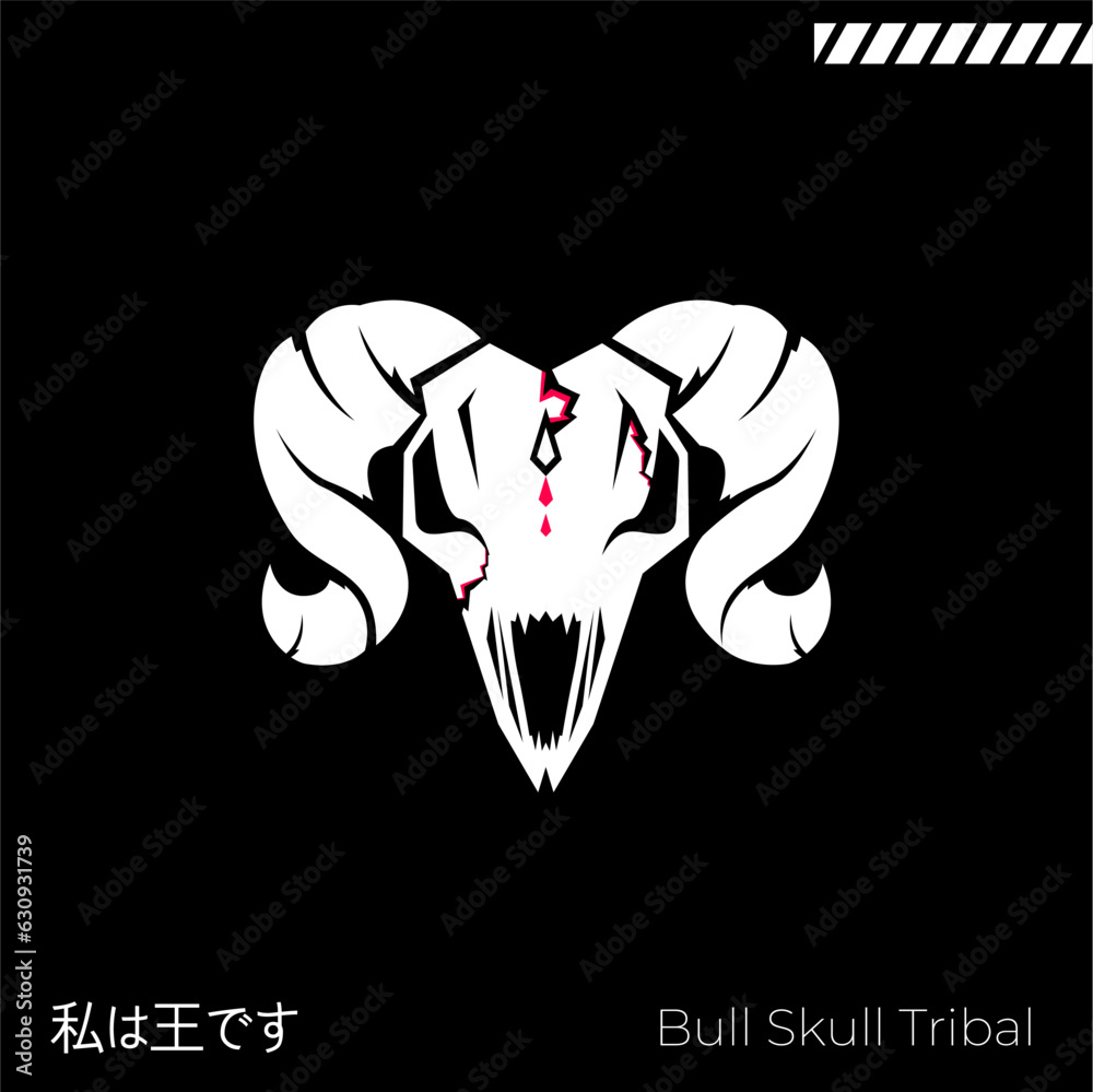 goat head skull logo design. goat head skull biker badge logo. scary ...