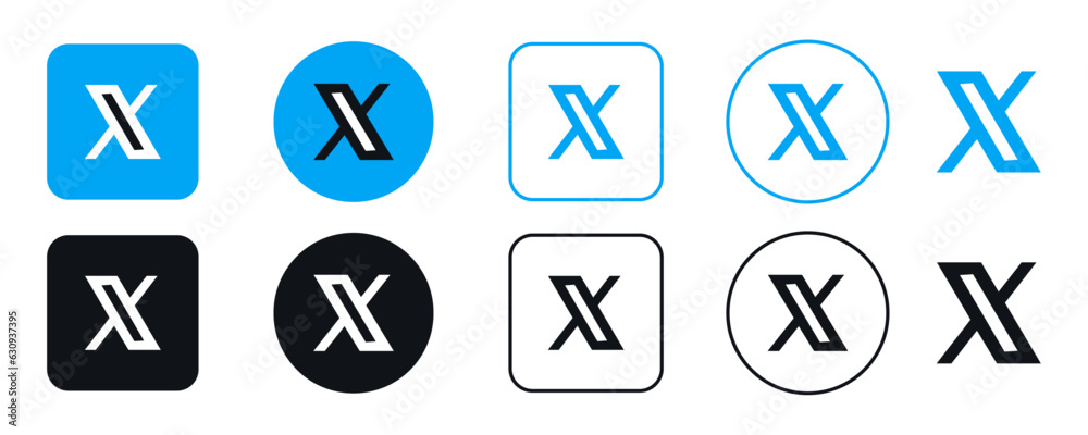 Twitter new x app logo vector white and black clip art x letter app ...