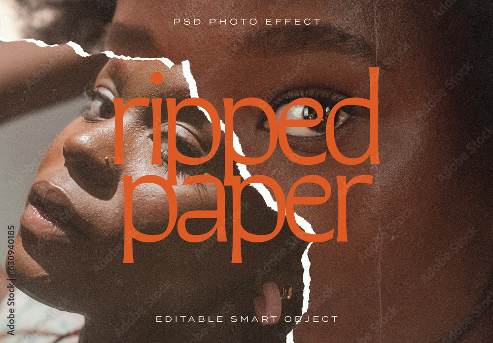 Ripped Paper Photo Effect Stock Template | Adobe Stock