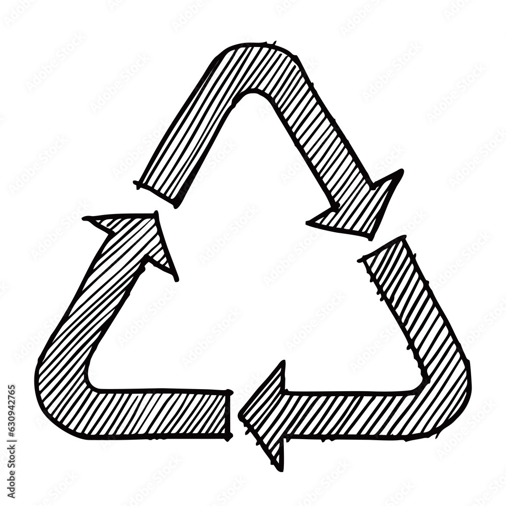 Sketch doodle recycle reuse reduce symbol isolated. Recycle icon sign ...