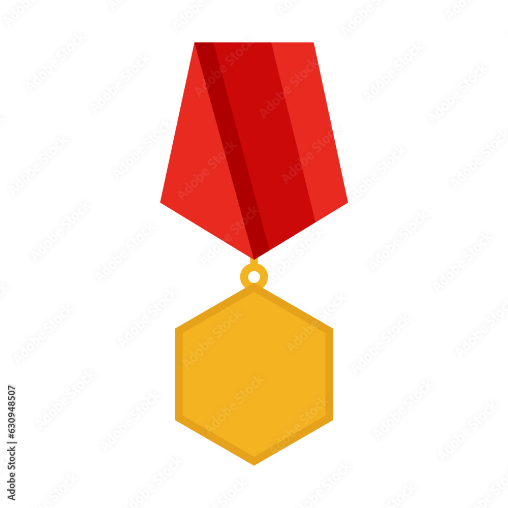 Military hexagon medal vector illustration. Cartoon drawing of gold ...