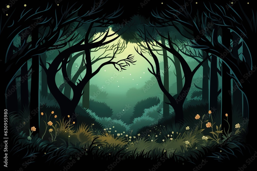 An enchanting forest icon with animated trees swaying in the breeze and ...