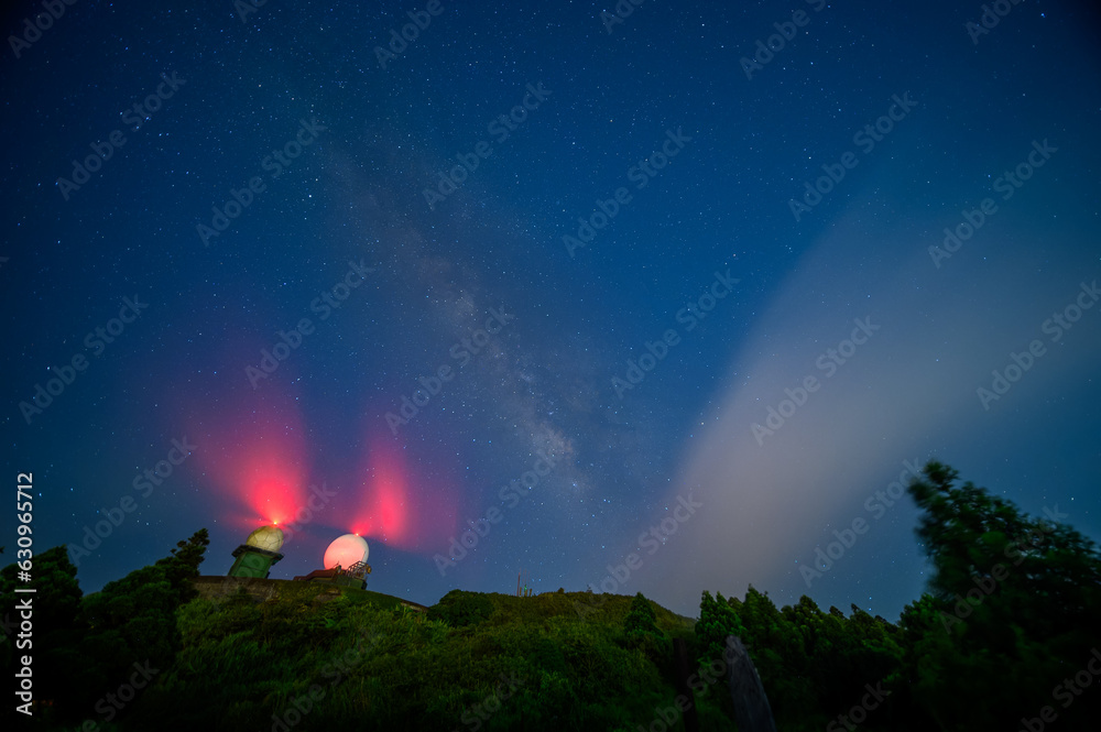 Gazing upon the Night Sky from the Summit. The radome glows ...