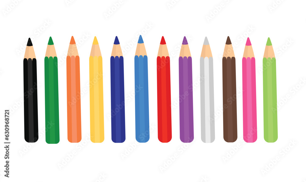Color pencil vector set. Back to school concept. School supplies vector ...