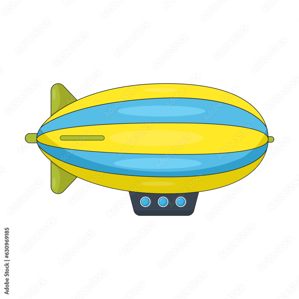 Green and yellow blimp vector illustration. Cartoon drawing of colorful ...
