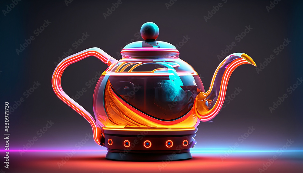 Teapot with a sleek and futuristic appearance featuring smooth curves ...
