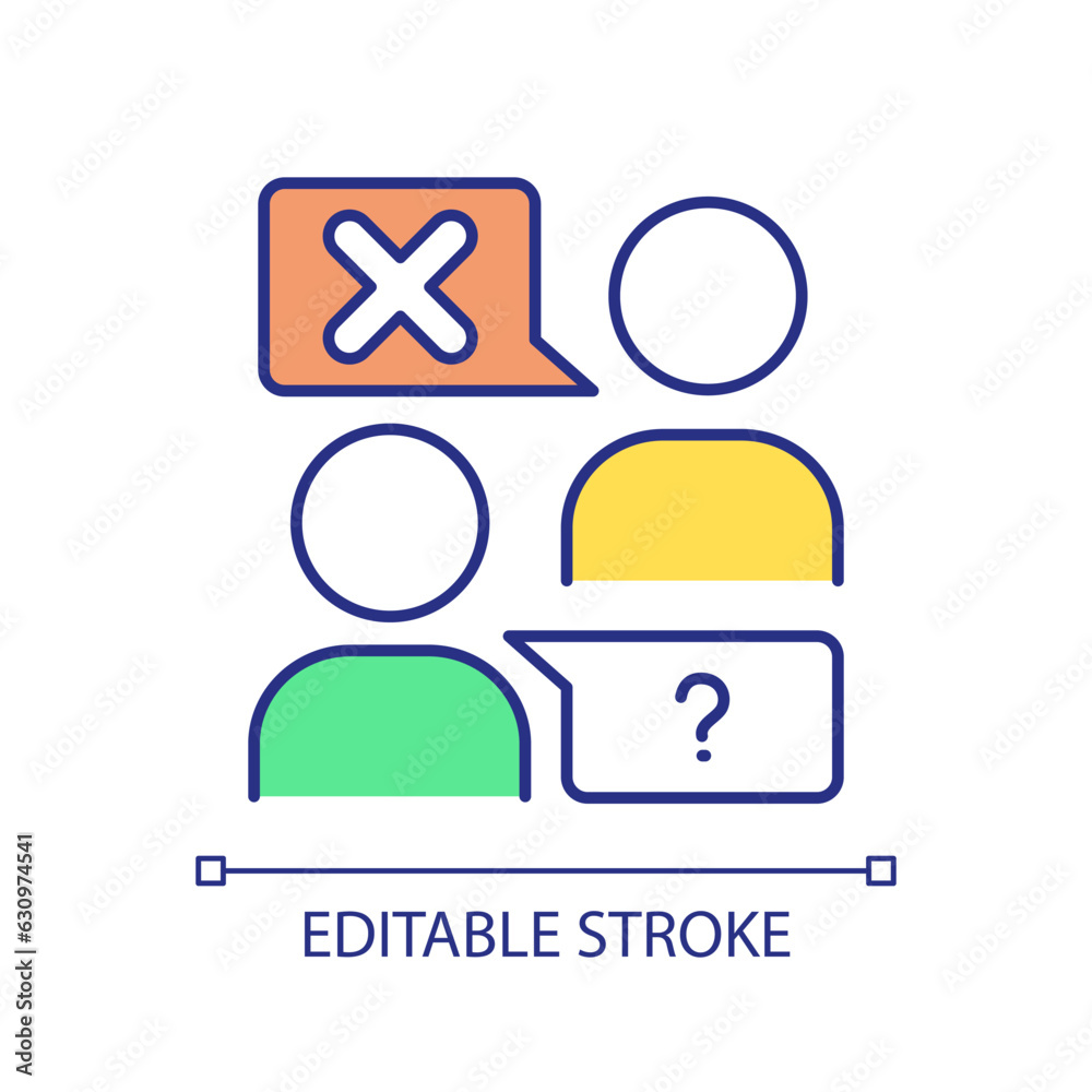 Misunderstanding RGB color icon. Negative reaction. Wrong answer ...