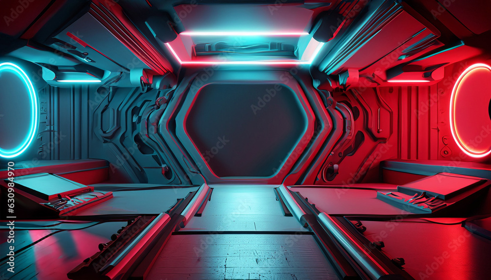 Sci Fi Futuristic Alien Spaceship Podium Tunnel Corridor Room Stage ...