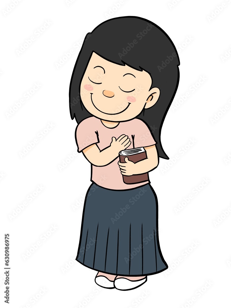 cartoon images of men and women, happy, rejoicing in God's grace. Stock ...