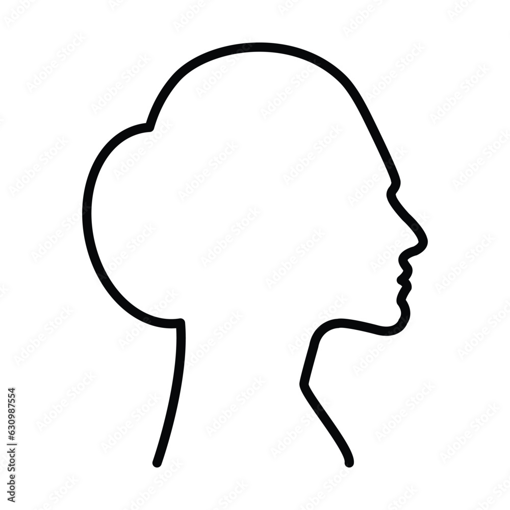 Face outline of female or woman human head profile silhouette vector ...