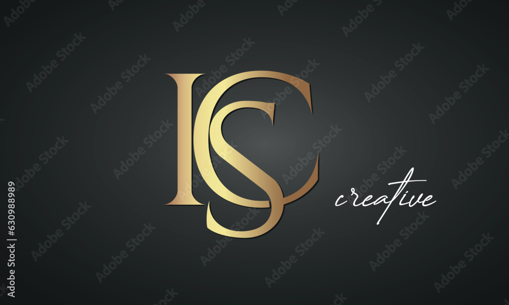 luxury letters ISC golden logo icon premium monogram, creative royal ...