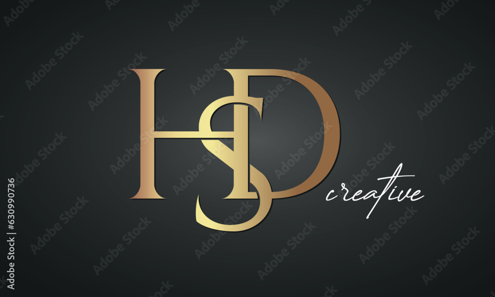 luxury letters HSD golden logo icon premium monogram, creative royal ...