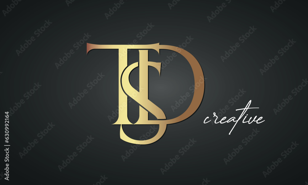 luxury letters TSD golden logo icon premium monogram, creative royal ...