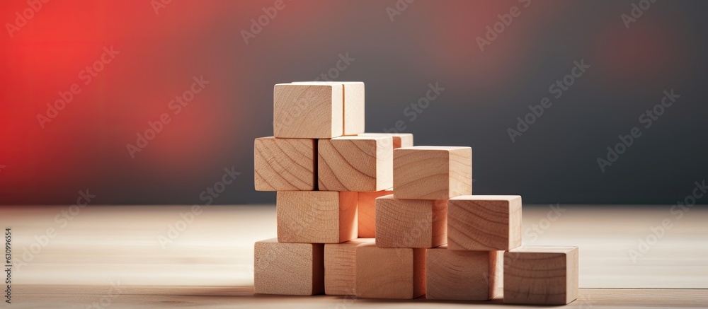 Wooden cube blocks stacked in a plus sign shape represents added value ...