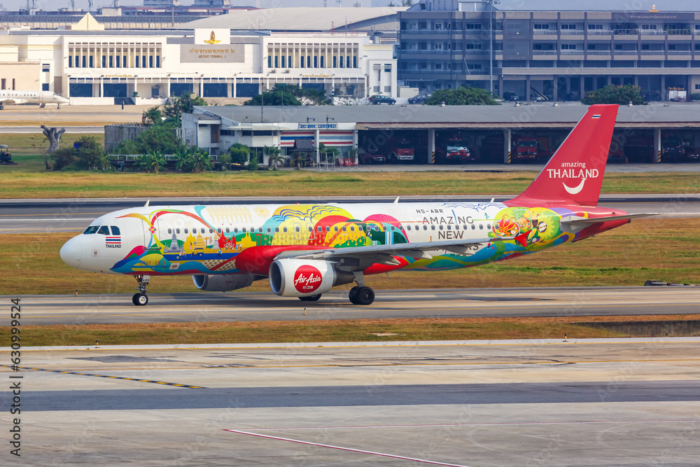 AirAsia Airbus A320 airplane at Bangkok Don Mueang Airport in Thailand ...