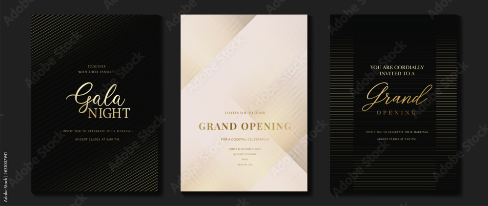 Luxury gala invitation card background vector. Golden elegant gradient ...