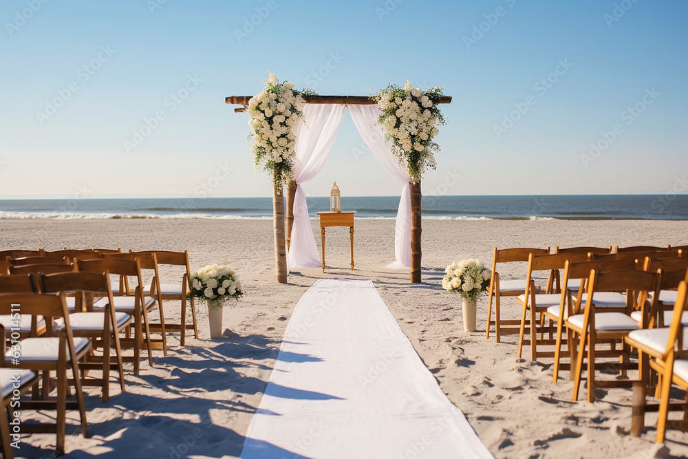 Exquisite Beach Wedding Setup: Seaside Romance Captured, Created with ...