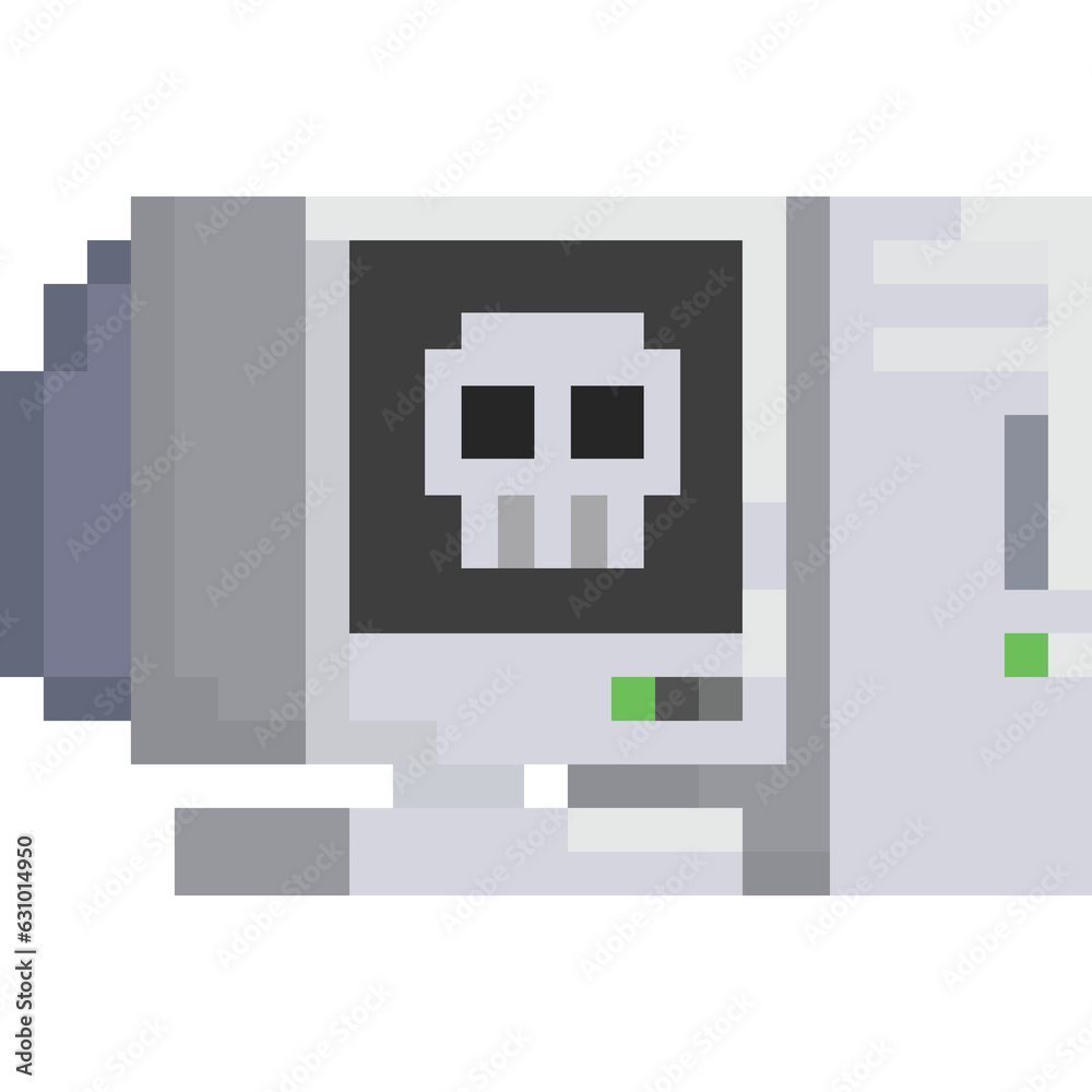 Pixel art infected computer cartoon icon Stock Illustration | Adobe Stock