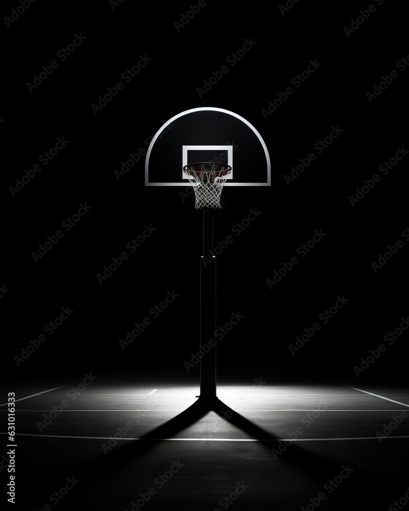 Elegant Basketball Hoop Art: Minimalistic T-shirt Design in High ...