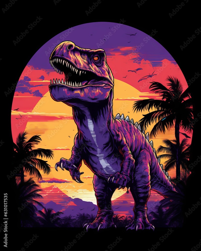 tyrannosaurus rex dinosaur vector t-shirt - Dinosaur, palm trees ...