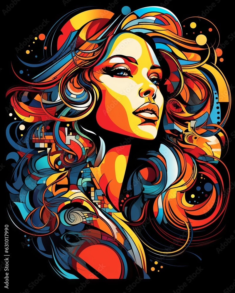 Vibrant gym girl art vector for t-shirt design - Center composition ...