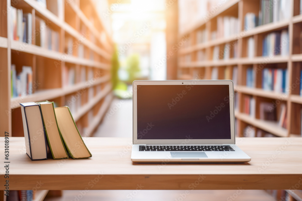 A sleek and modern notebook, placed next to a computer on a desk in a ...